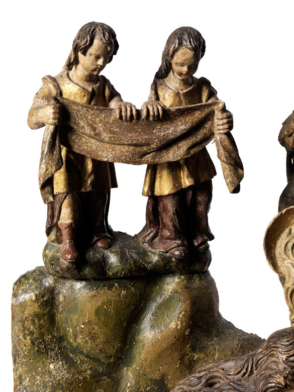 Schnitzfigurengruppe Christi Taufe am Jordan - Hampel Kunstauktionen