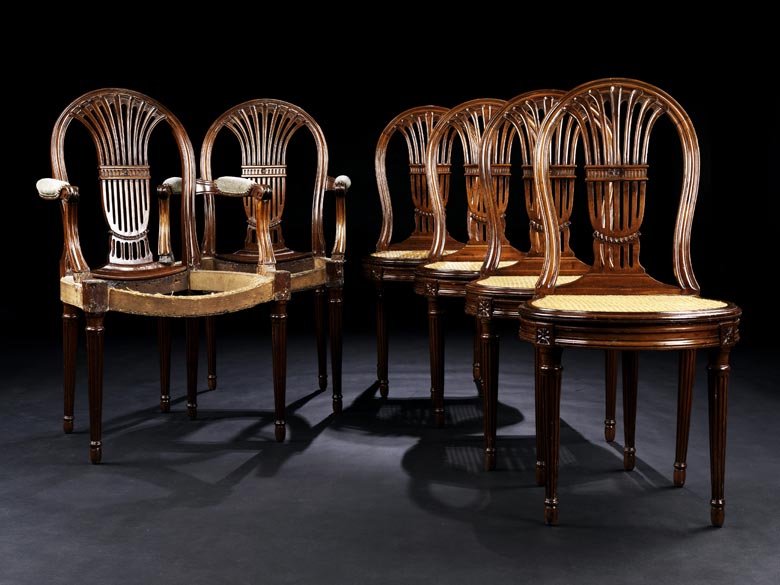 Satz von vier Stühlen und zwei Sesseln - Hampel Kunstauktionen