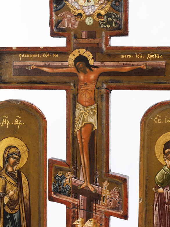 Ikone - Sehr seltene, originale Kreuzigungsgruppe - Hampel Kunstauktionen